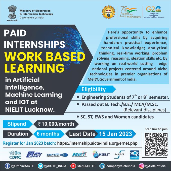 WORK BASED LEARNING IN NIELIT LUCKNOW CENTRE (ARTIFICIAL INTELLIGENCE, MACHINE LEARNING, IOT)