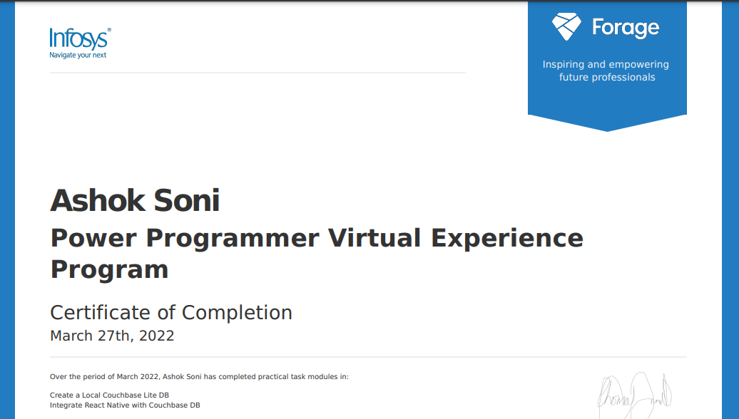 Infosys Online Virtual Internship With Certificate